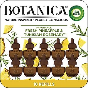 Botanica by Air Wick Plug in Scented Oil Refill, 10ct, Fresh Pineapple and Tunisian Rosemary, Essential Oils, Air Freshener, Eco Friendly