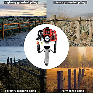 Pile Driver Hammer - JACKCHEN 2 Stroke 52CC Gas Powered T Post Driver Hammer Drills, Air Cooling Single Cylinder Gasoline Petrol Garden Fencing Tool Machine with 2 Post Driving Head