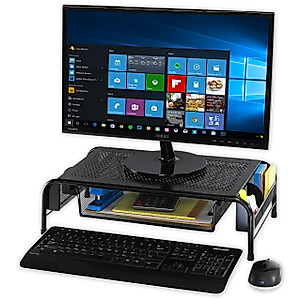 Simple Houseware 2PK Metal Desk Monitor Stand Riser with Organizer Drawer