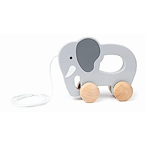 (Elephant) - Hape Elephant Wooden Push and Pull Toddler Toy,Grey