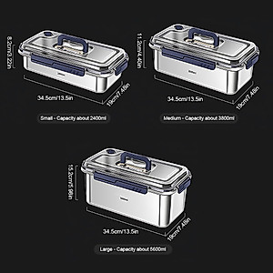 Irishom Food Storage Containers with Lids Airtight Food Grade 316 Stainless Steel Large Capacity Leakproof Kitchen Storage Container (5.6L)