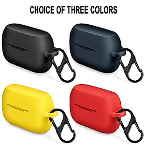 Protective Silicone Cover for Jabra Elite (Active) 85t Charging Case, Portable Carrying Cases with Carabiner Keychain (Black)