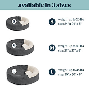 PELZIN Small Dog Bed for Extra Small Dogs Up to 20lbs - Washable Burrow Puppy Beds with Blanket Attached - Covered Dog Cave Bed with Anti-Slip Bottom - Charcoal Gray, 24"