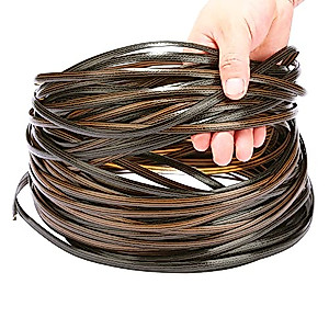 Lumpro 120 ft Wicker Repair kit, Two-Tone Gradient Brown with Stripes, Plastic Rattan Supplies, Flat Wicker Replacement Materials to Repair Patio Wicker Furniture Chair Sofa Table Chaise etc