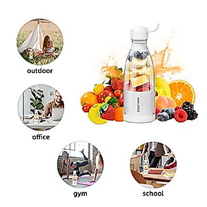 HF OPTPROD Portable Blender for Juice Shakes and Smoothies, Personal Size Blender for Fresh Fruit Veggie Juice Cup with USB Rechargeable & 8 Blades,White