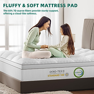 YITAHOME Mattress Pad King Thick Mattress Topper, Bedding Quilted Fitted Soft Mattresses Top, Cooling Breathable Fluffy Mattress Protector with 8-21 Inch Deep Pocket, White