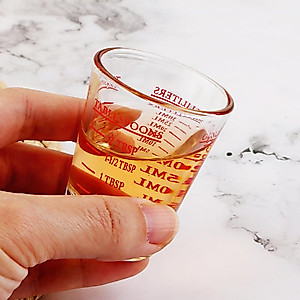 BTGLLAS Set of 2 Shot Glasses - Heavy Glass, Perfect for Measuring Espresso, Wine, and More 26-Incremental Measurement 1oz, 6 Tsp, 2 Tbs, 30ml (2, Red+Black)