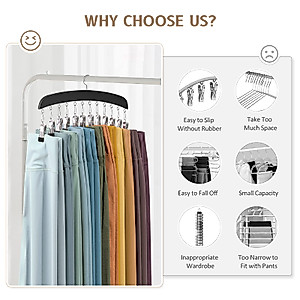 HOMEBROS Legging Organizer for Closet, HOMEBROS 2 Packs Wooden Closet Leggings Hanger Organizer with 24 Clips Space Saving Multi Clip Hanger with 360° Swivel Hook for Pants Scarfs Hats - Black
