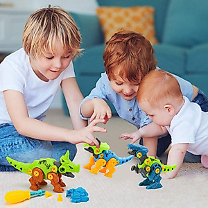 3 otters Take Apart Dinosaur Toy, STEM Toys for Kids 4PCS STEM Dinosaur Building Blocks Educational Gifts for 3 4 5 6 7 8 Year Old Boys Girls