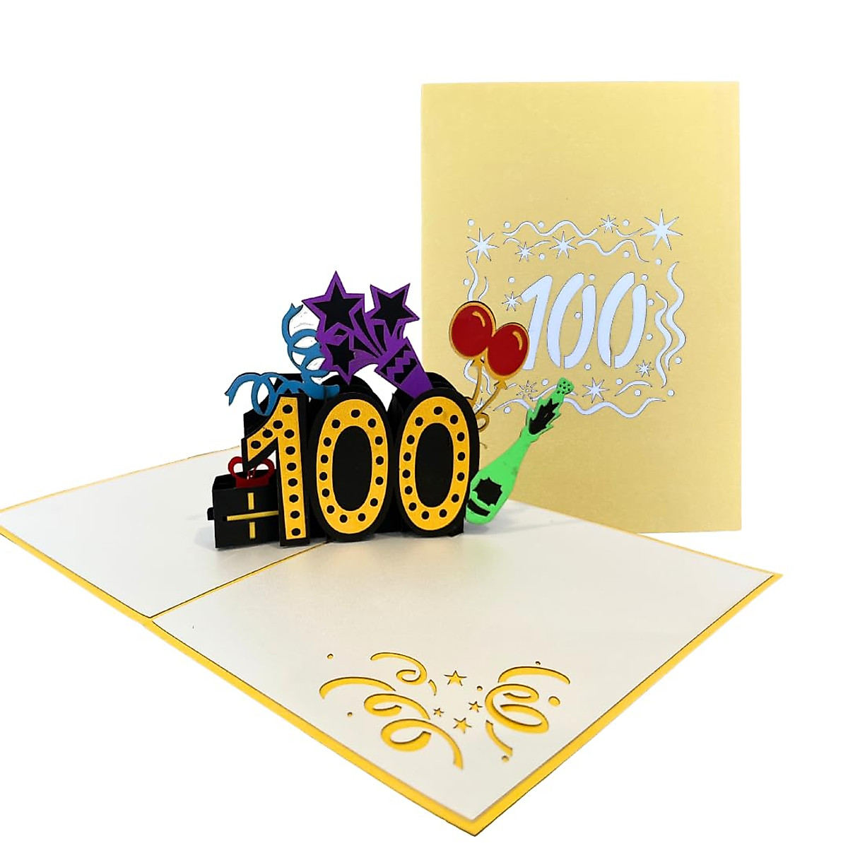 ALPHAK Happy 100th Birthday 3D Pop Up Card, Birthday 3D Greeting Card, 100th Birthday Gifts