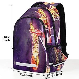 YoCosy Purple Galaxy Star Sport Basketball Backpack School Bookbag Laptop Purse Casual Daypack for Teen Girls Women Boys Men College Travel