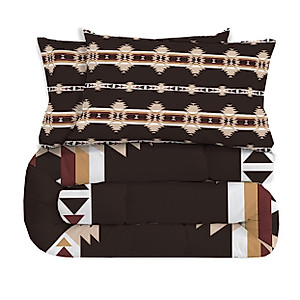 TBUEKLI Western Bedding Sets King Size Boho Aztec Duvet Cover, Tribal Southwestern Comforter Cover Set for Girls Women Kids Boys Bedroom Decor, Geometric Pattern Quilt Cover, Brown Khaki