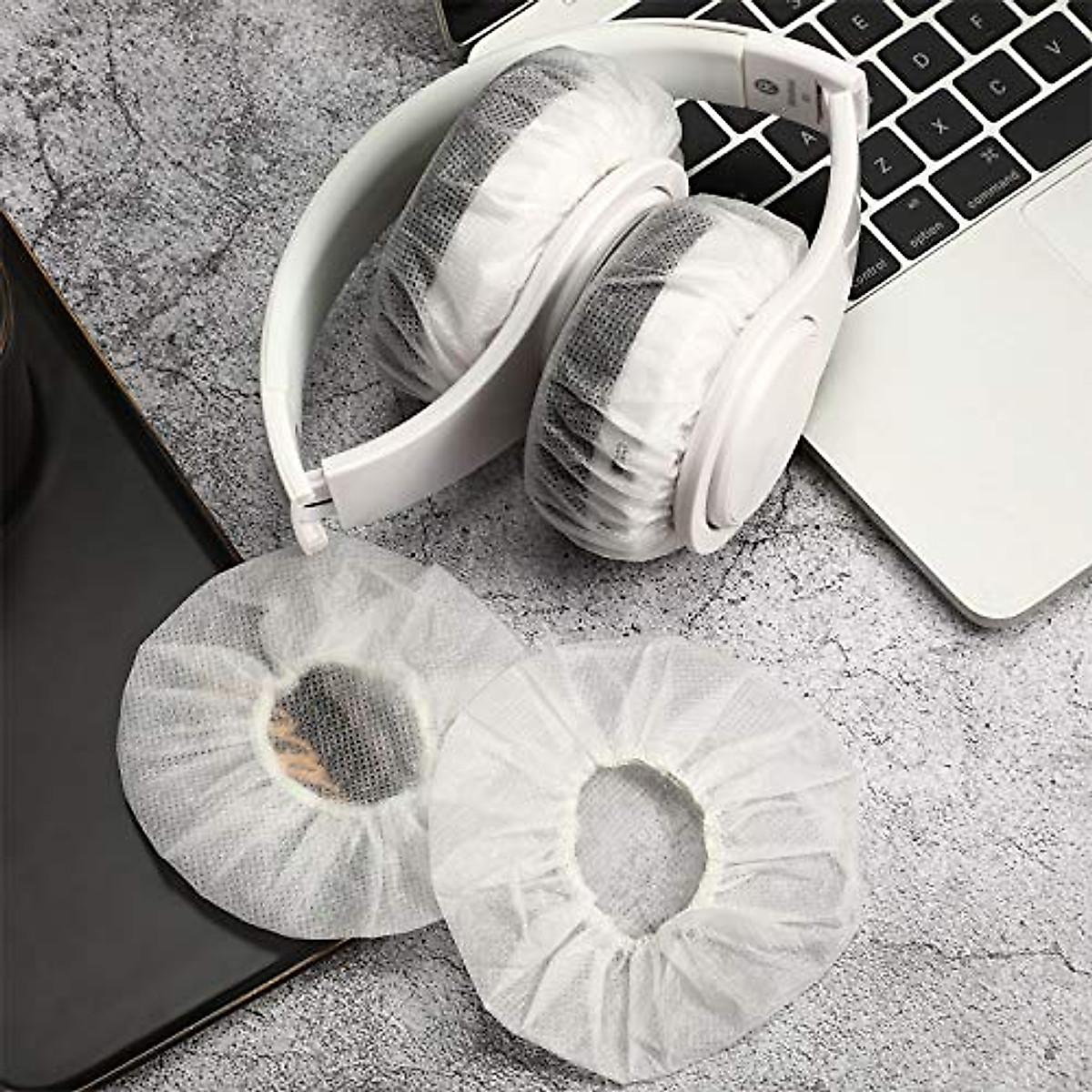 200 Pieces Disposable Headphone Covers Sanitary Headphone Ear Covers Non Woven Earpad Covers Headphone Covers for Most On Ear Headphones with 8.5 to 10 cm Earpads (L, 11 cm/ 4.3 Inch)