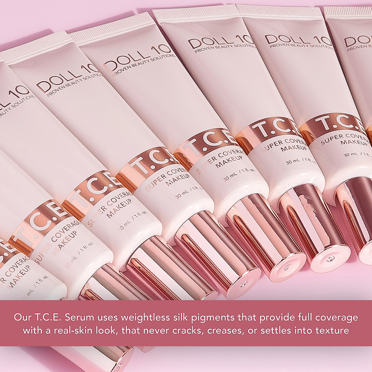 Doll 10 T.C.E. Super Coverage Serum Makeup - Full Coverage Foundation Color Correcting Brightening (Light)