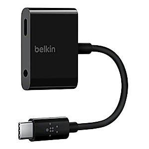 Belkin RockStar 3.5mm Audio + USB-C Charge Adapter (USB-C Audio Adapter for Note10, Pixel 3, Pixel 3XL, Ipad Pro and More)