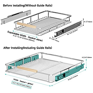 jkxoo Expandable Pull Out Cabinet Organizer, Adjustable Width:12.3~18.5''W x 22.5''D Under Sink Organizer, Drawer Storage Shelves for Kitchen, Bathroom, Closet, Pantry, Cupboard, Pots, Pans
