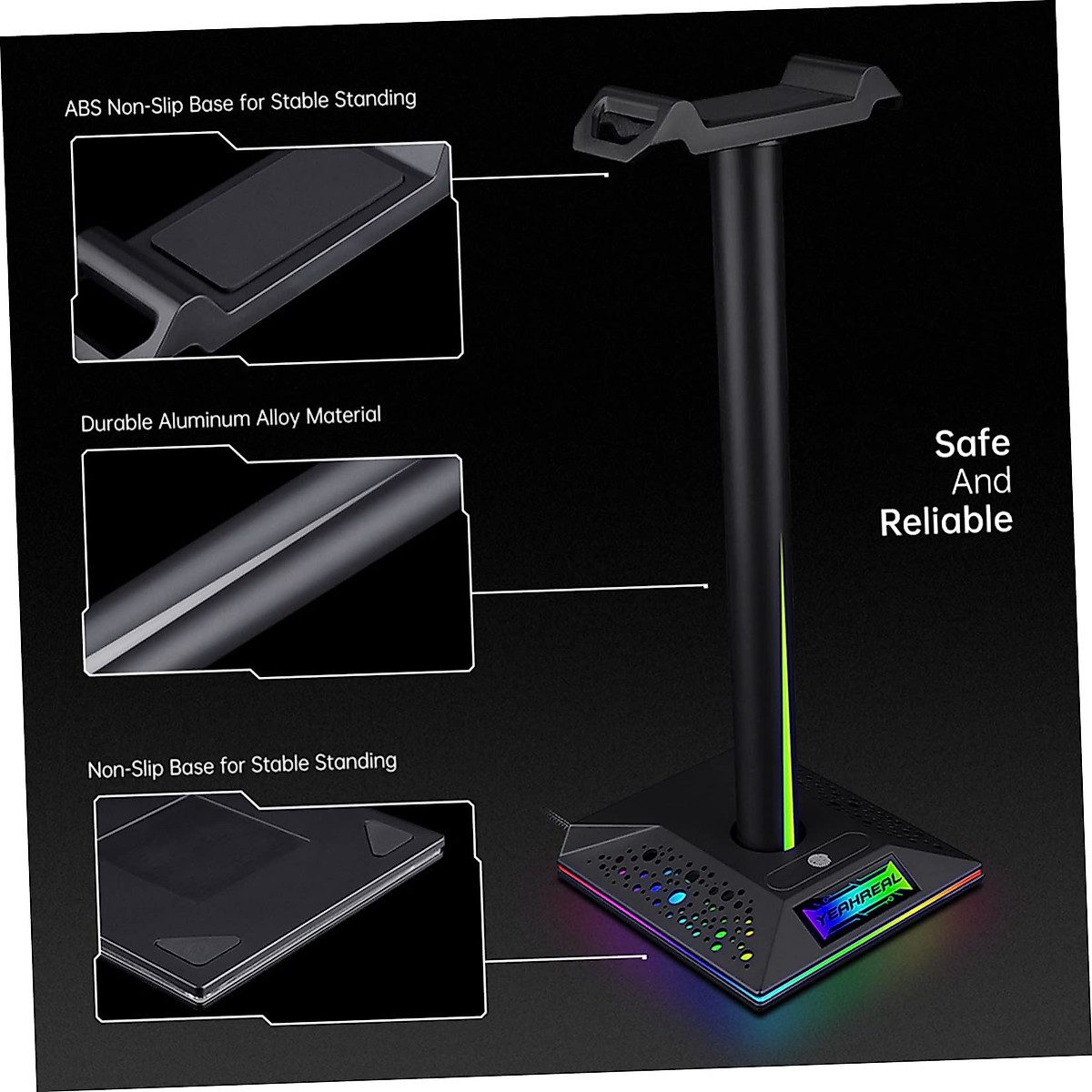 Parliky 7pcs Headphone Stand Aluminum Alloy Desk Accessories