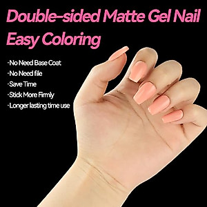 UNA GELLA Short Coffin Nail Tips - 360 PCS Double Matte Soft Gel Nail Tips in 15 Sizes, Pre-shaped Full Cover Press on Clear Acrylic False Gelly Nail Tips for DIY Nail Extensions with Gift Box