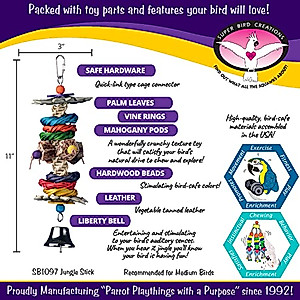 Super Bird Creations SB1097 Jungle Stick Bird Toy, Medium Bird Size, 11.5" x 3"