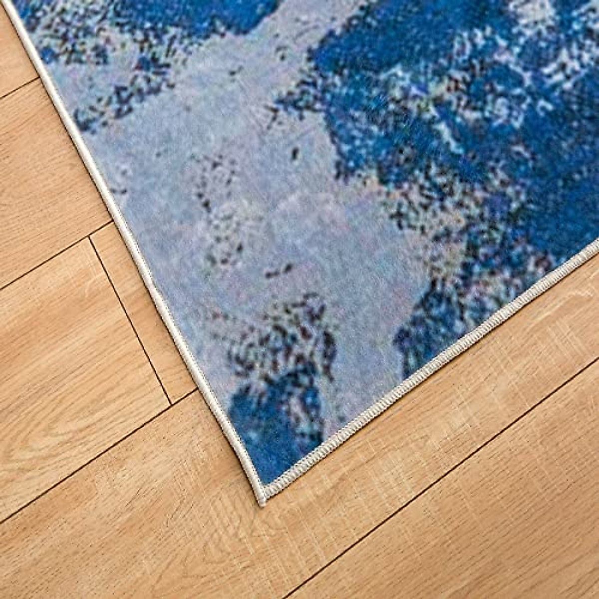 Modern Abstract Area Rug 5'3" X 7'6" Washable, Non Slip Rugs for Living Room Bedroom Dining Room Kids and Pets Friendly Nursery Kitchen Farmhouse, Indoor and Outdoor Carpets Dark Blue/Grey