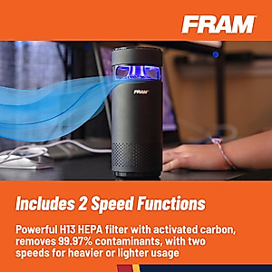 FRAM Portable Air Purifier H13 HEPA Filtration & UV-C LED Sterilization | Rechargeable Cordless Design for Home, Vehicles, Office, & Travel | Cleans Air of Dust, Smoke, & Other Contaminants | CAP30100