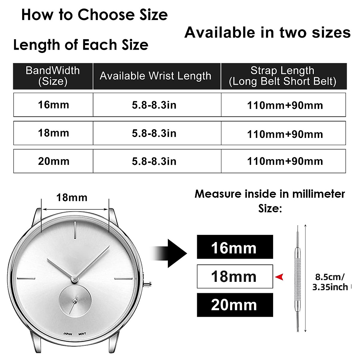 cobee Milanese Mesh Watch Bands, Quick Release Replacement Watch Straps Adjustable Stainless Steel Watchbands for Men Women Universal Metal Mesh Straps Compatible with 18mm Lug Width(Silver, 18mm)