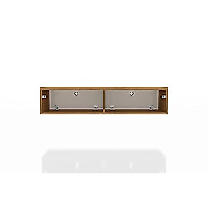 Manhattan Comfort Liberty Mid Century Modern Home Office Floating Desk, 42.28", Cinnamon and Off White