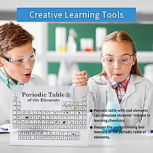 Periodic Table Real Elements Inside,Clear Acrylic Periodic Table with Elements Samples,3D Periodic Table Display with Elements,Gift for Teacher, Student, Kids(M)