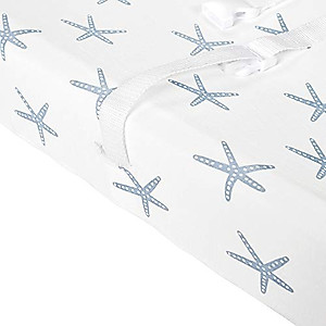 Lush Decor Baby Seaside Starfish Organic Cotton 2 Pack Changing Pad Cover, Blue