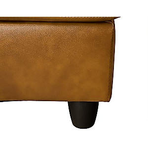 AYCP Contemporary Sectional Sofa w/Chaise and Storage Ottoman|3-Piece L-Shape Living Room Furniture|Faux Leather Upholstery|High-Density Memory Foam Cushions|(2) Toss Pillows (Ginger Left Facing)