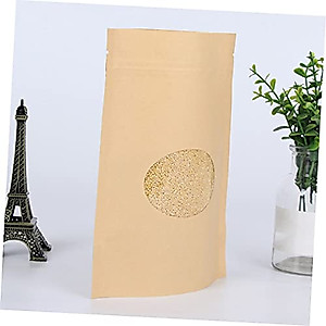 SOESFOUFU 50 Pcs Kraft Paper Bag Self-sealing Storage Pouches Greaseproof Paper Bags Kraft Snack Bags Zipper Paper Bags Practical Storage Pouches Bag Organizer Kraft Treat Bags