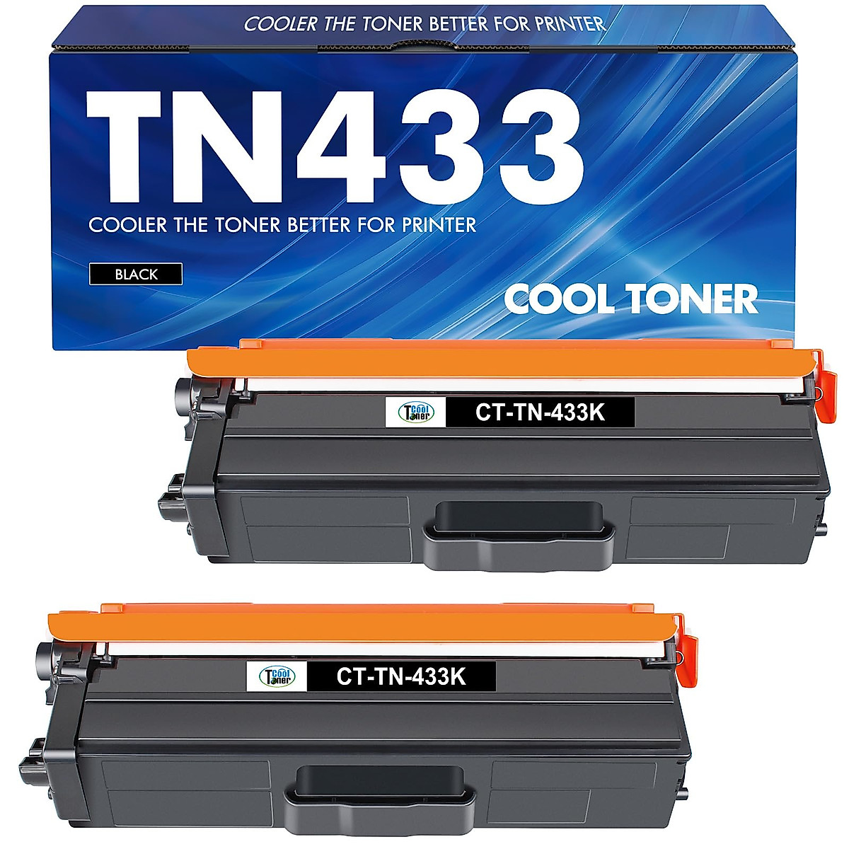 Cool Toner Compatible Toner Cartridge Replacement for Brother TN433BK TN433 TN431BK TN-433 Brother MFC-L8900Cdw HL-L8360Cdw HL-L8260Cdw HL-L8360Cdwt 8900Cdw 8360Cdw Printer (Black, 2-Pack)