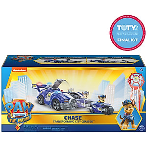 Paw Patrol, Chase 2-in-1 Transforming Movie City Cruiser Toy Car with Motorcycle, Lights, Sounds and Action Figure, Kids Toys for Ages 3 and up