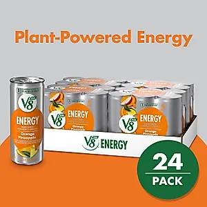V8 +ENERGY Orange Pineapple Energy Drink, 8 FL OZ Can (4 Packs of 6 Cans)