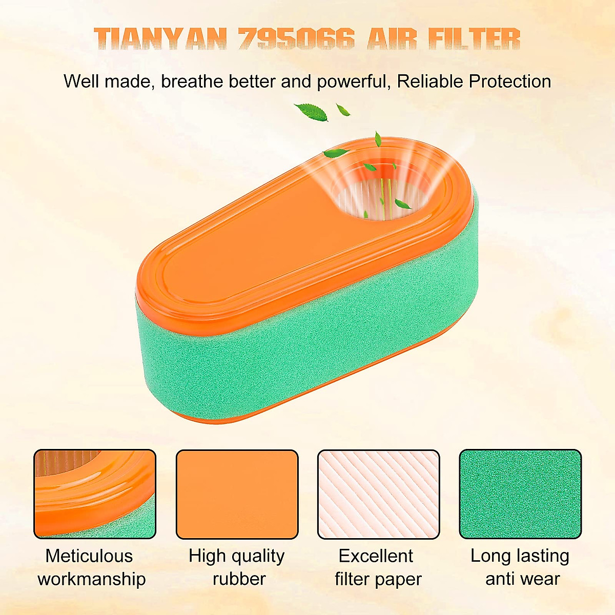 TIANYAN 795066 796254 Air filter Replacement For 775 775EX 800 800E 825E 850 850E 875EX 950E Series Engine HD775HW HU775AWD HU775BBC HU775H HU775HW Troy Bilt TB360 Lawn Mower Air Filter(2 PCS)