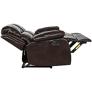 Blackjack Furniture Portico Leather Air Mid Century Modern Living Room Reclining, Den Loveseat, Brown