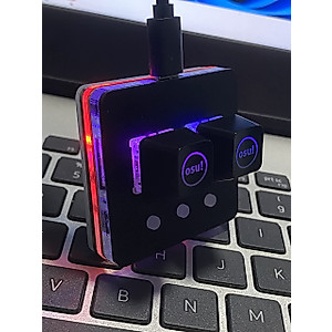 Newhui Mini 2-Key OSU! Keypad Hot Swap Mechanical Gaming Keyboard Macro Programmable Portable Wired One-Handed Keyboard with with RGB LED Backlit and USB-C Interface(Cherry Red Switch).