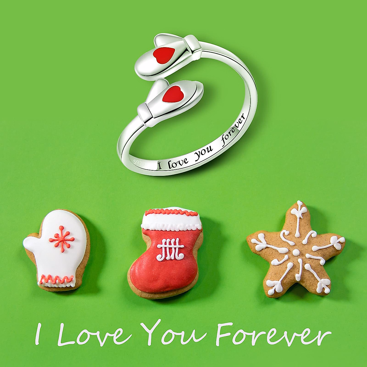 QIUQIULU Hug Ring 925 Sterling Silver Confession Ring For Firlfriend, Wife And Daughter-I Love You Forever