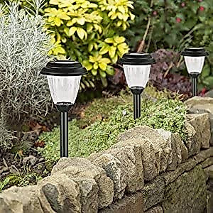 voona Solar Outdoor Pathway Lights Matt Black Stainless Steel Painted LED Lights for Garden Landscape Path Yard Driveway (black-8pack)