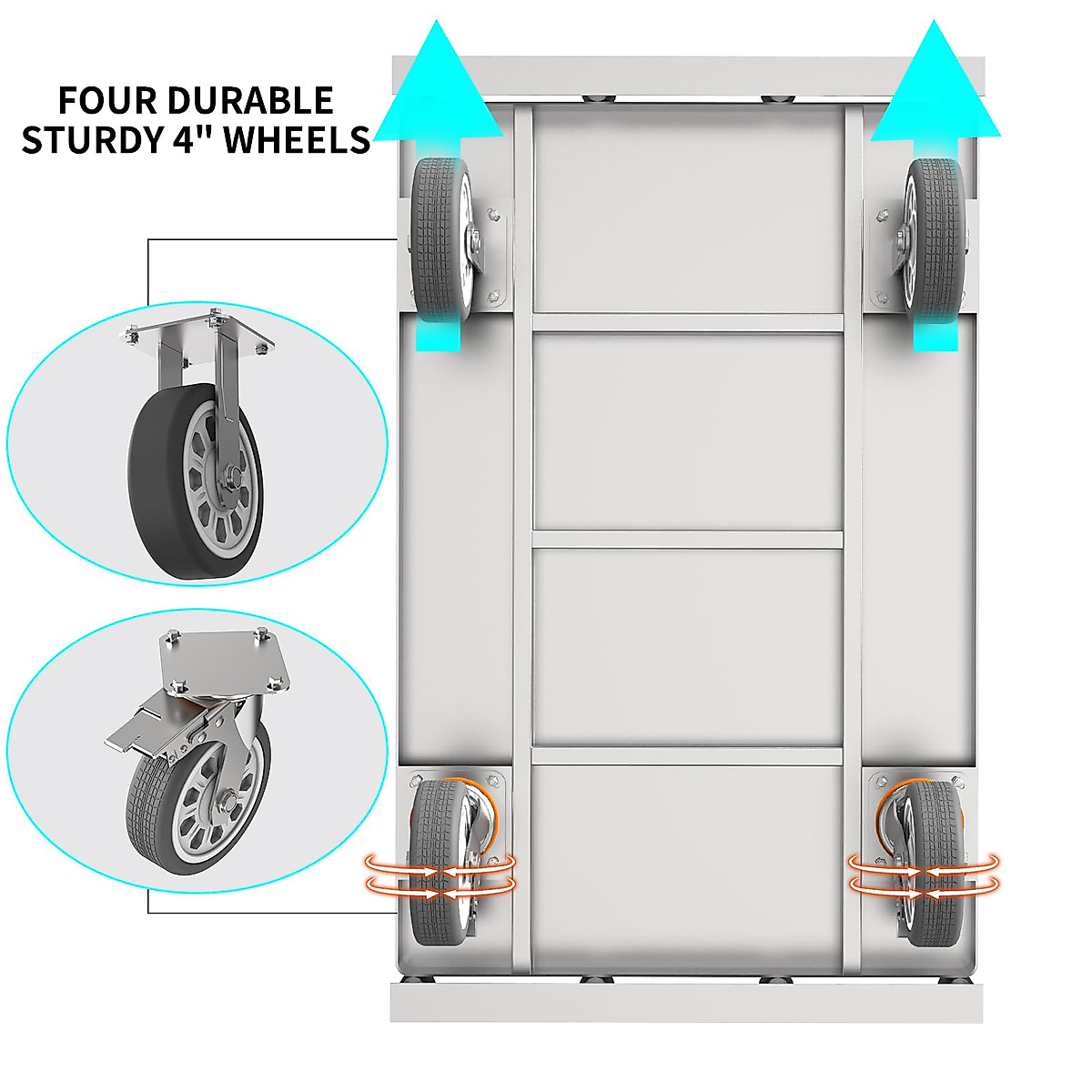 2IN1 Steel Panel Truck Cart,2500LBS 36" x 24" Heavy Duty Flatbed Cart,Platform Truck,Drywall Dolly Cart,Hand Truck Flat Cart with 6" Wheels,2MM Plate Lumber Push Cart with 1Front and 2 Side Handrails