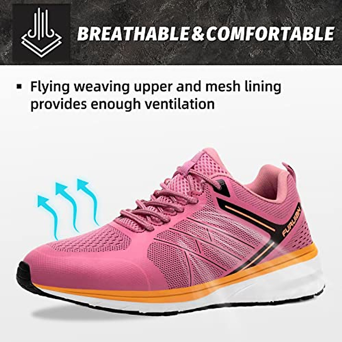Furuian Steel Toe Shoes for Women Lightweight Safety Indestructible Sneakers Slip Resistant Work Utility Shoes Pink