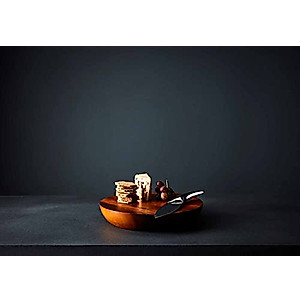nambe Harmony Cheese Board with Knife | Made of Acacia Wood and Stainless Steel | 12” Serving Set | Charcuterie and Butter Board | Serving Platter Hostess Gift in Box | Designed by Wei Young