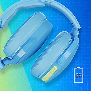 Skullcandy Hesh Evo Bluetooth Headphones for iPhone and Android with Microphone / 36 Hours Battery Life/Great for Music, School, Travel and Gaming/Wireless Headphones - Clear Blue