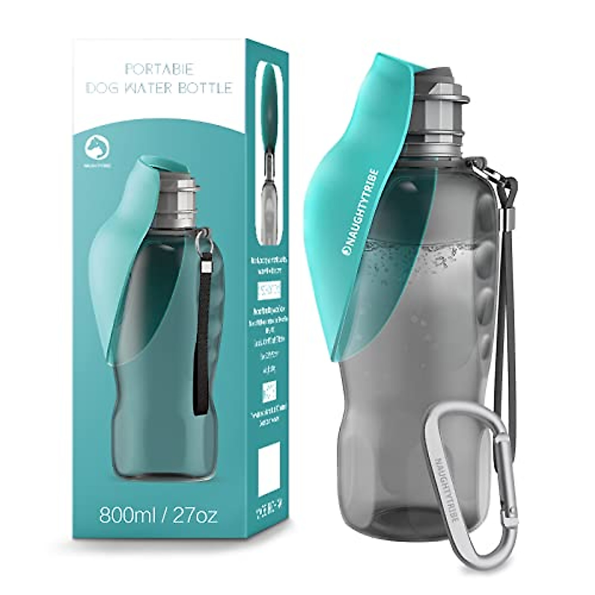 Portable Dog Water Bottle, 27OZ Dog Water Dispenser with Patented Leak-Proof Design for Dog Walking, Hiking and Traveling BPA-Free Materials (Green)