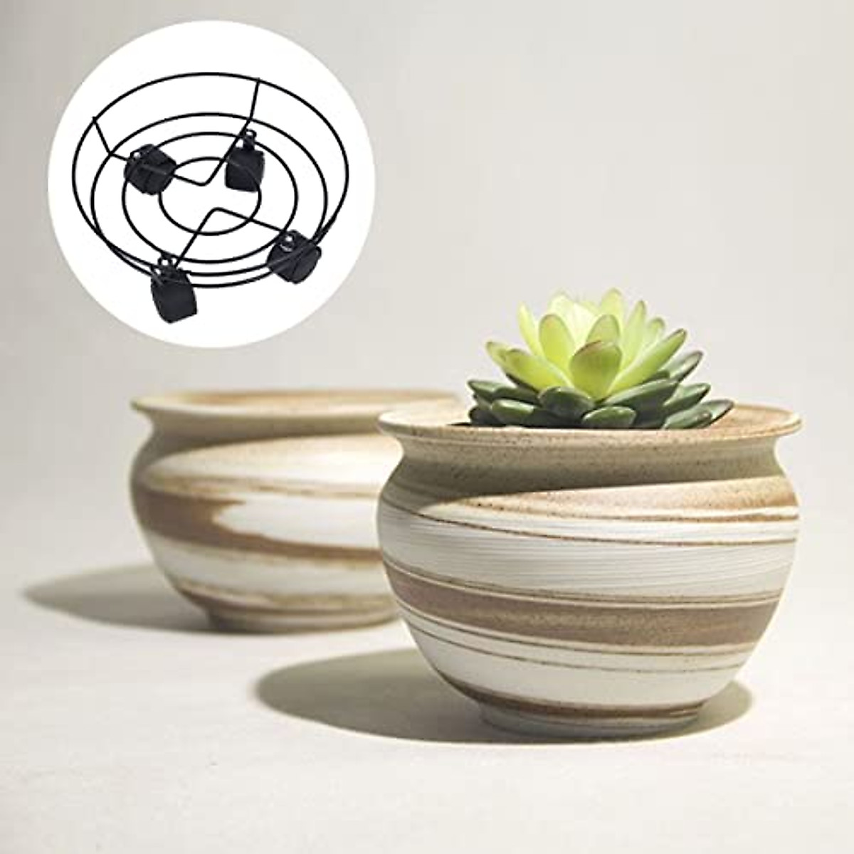 AIJUZIJIE Plant Caddy Wheel Planter Flower Pot Mover Iron Stand Trolley on Rollers Heavy Duty for Indoor Outdoor Garden 30cm Plant Caddy