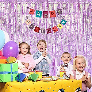3 Pack Fringe Curtains Party Decorations,Tinsel Backdrop Curtains for Parties,Photo Booth Wedding Graduations Birthday Christmas Event Party Supplies (Rainbow Purple)
