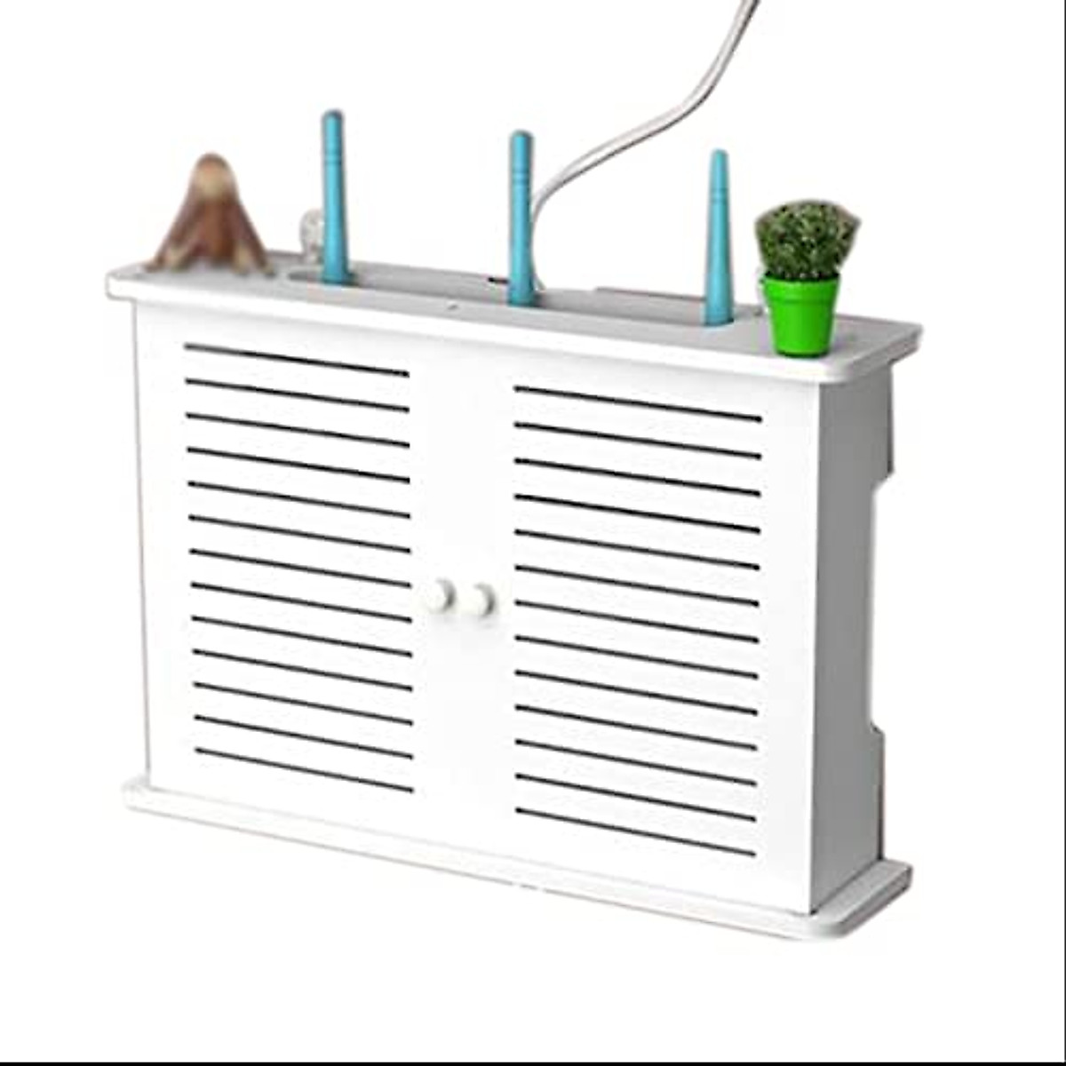 CWDRDX Wireless WiFi Router Storage Boxes Wooden Box Cable Wire Bracket Wall Plug Board Storage Shelf L