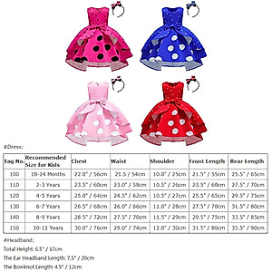 IBTOM CASTLE Girls Polka Dot Halloween Christmas Princess Party Cosplay Pageant Fancy Costume Tutu Birthday Dress up+ Mouse Ears Headband Vacation Ladybug Mini Theme Park Sundress Hilow-Pink 2-3T