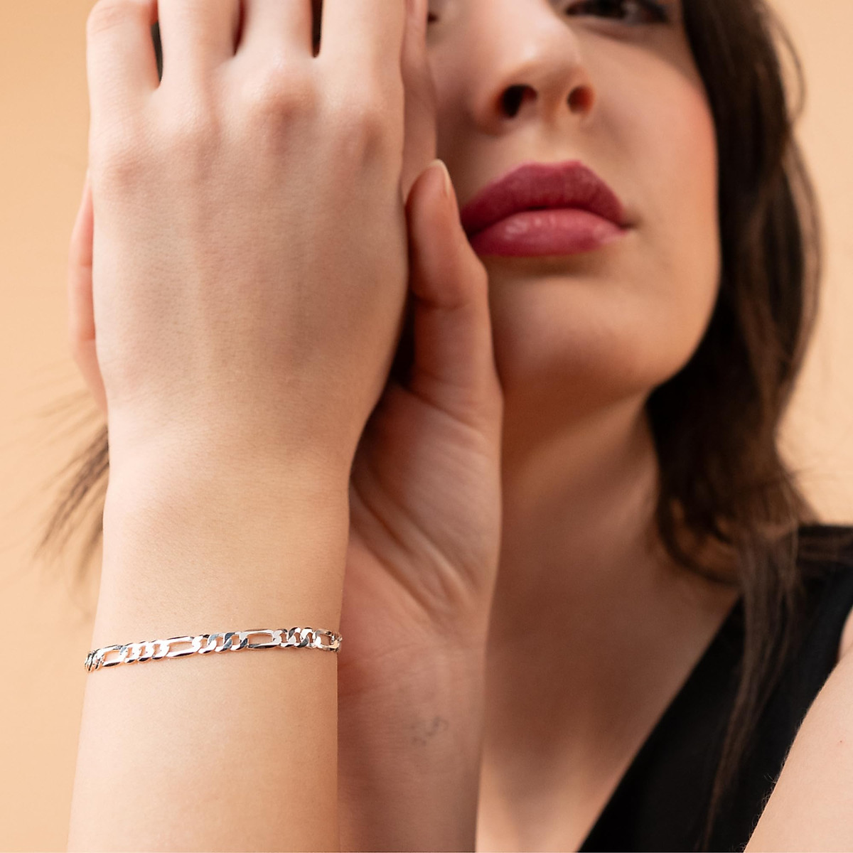 QUADRI Figaro Link Chain in 925 Sterling Silver, Italian 5mm Bracelet for Men Women, 7 Inch, Made in Italy, Gift Box Included