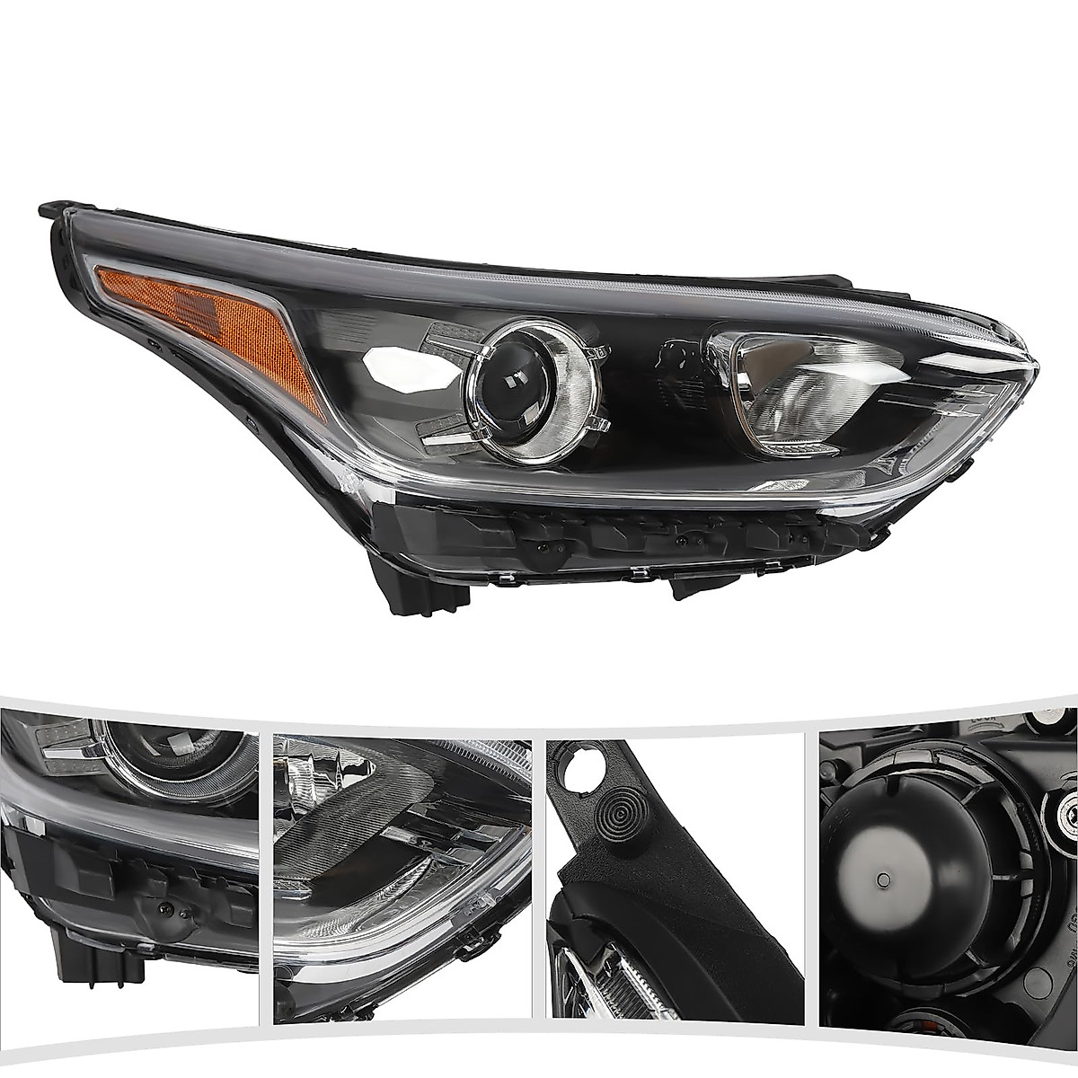 TBVECHI Headlight Assembly for 2019 2020 2021Kia Forte Halogen w/LED DRL Passenger Side Headlamp Replacement, Black Housing Clear Lens Front Head Light Lamp 92102M7100 92101M7100